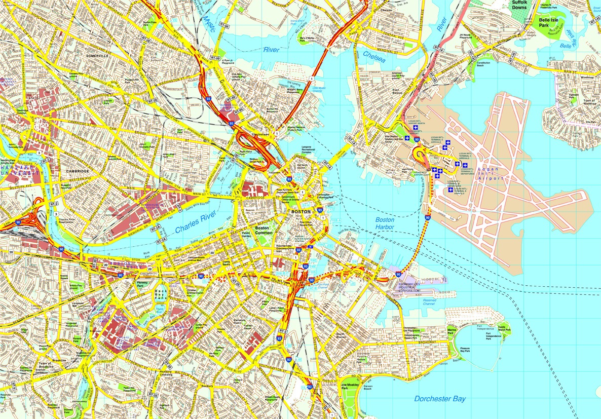 Boston map. Eps Illustrator Vector City Maps USA America | Order and ...