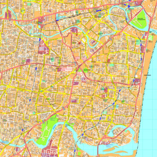 Chennai map | Vector maps files Illustrator to download