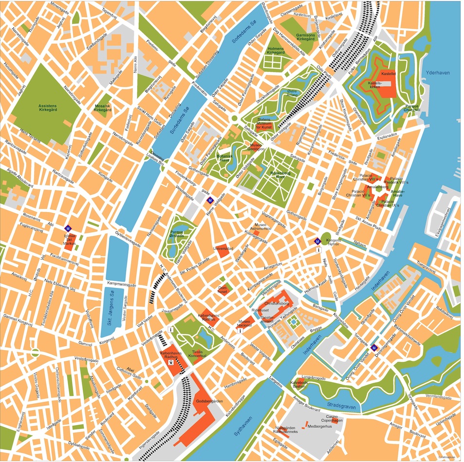 Copenhagen vector map | Vector maps files Illustrator to download