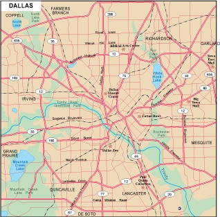 Dallas city vector map | Vector maps files Illustrator to download