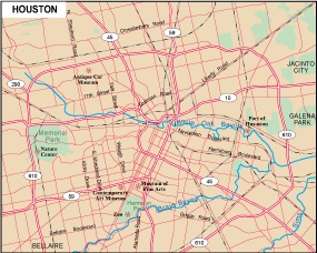 Houston city vector map | Vector maps files Illustrator to download