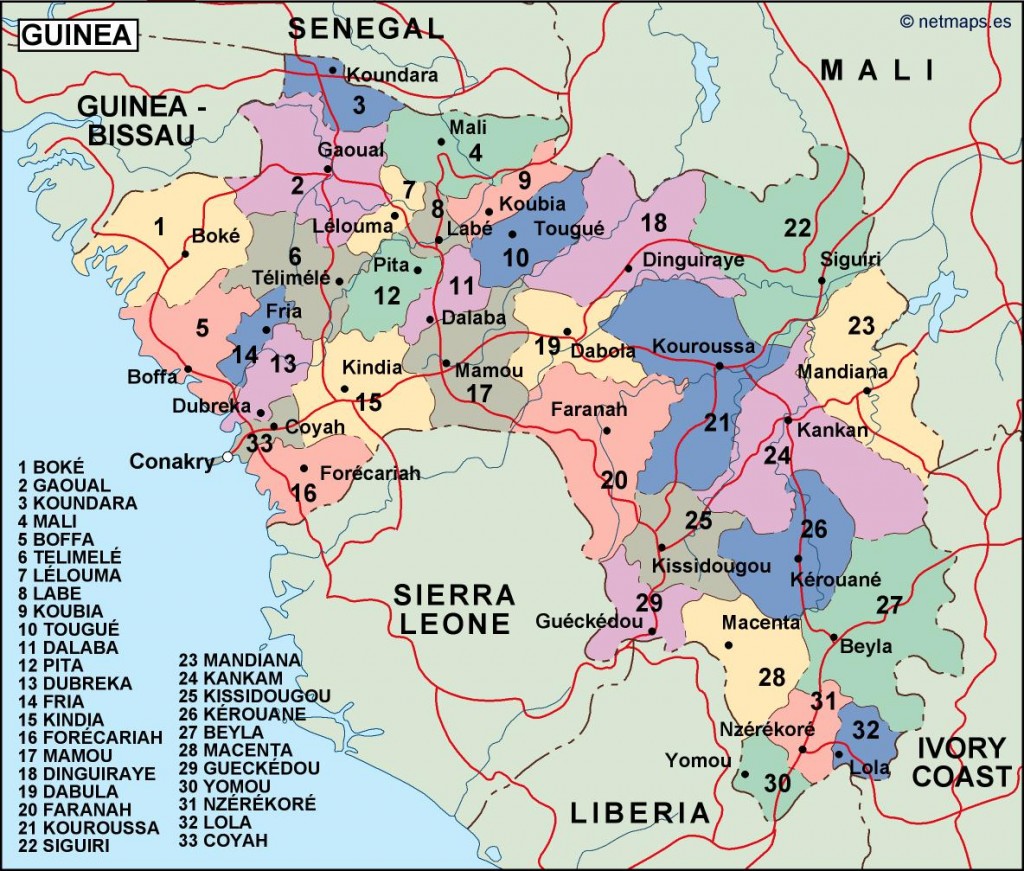 guinea political map. Vector Eps maps | Order and download guinea political map. Vector Eps maps
