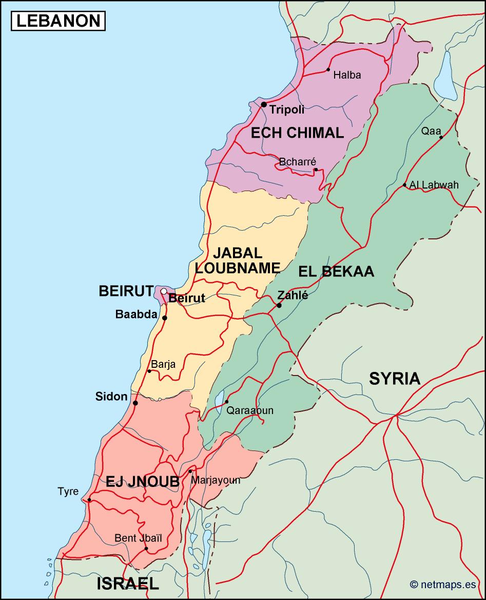 lebanon political map | Order and download lebanon political map