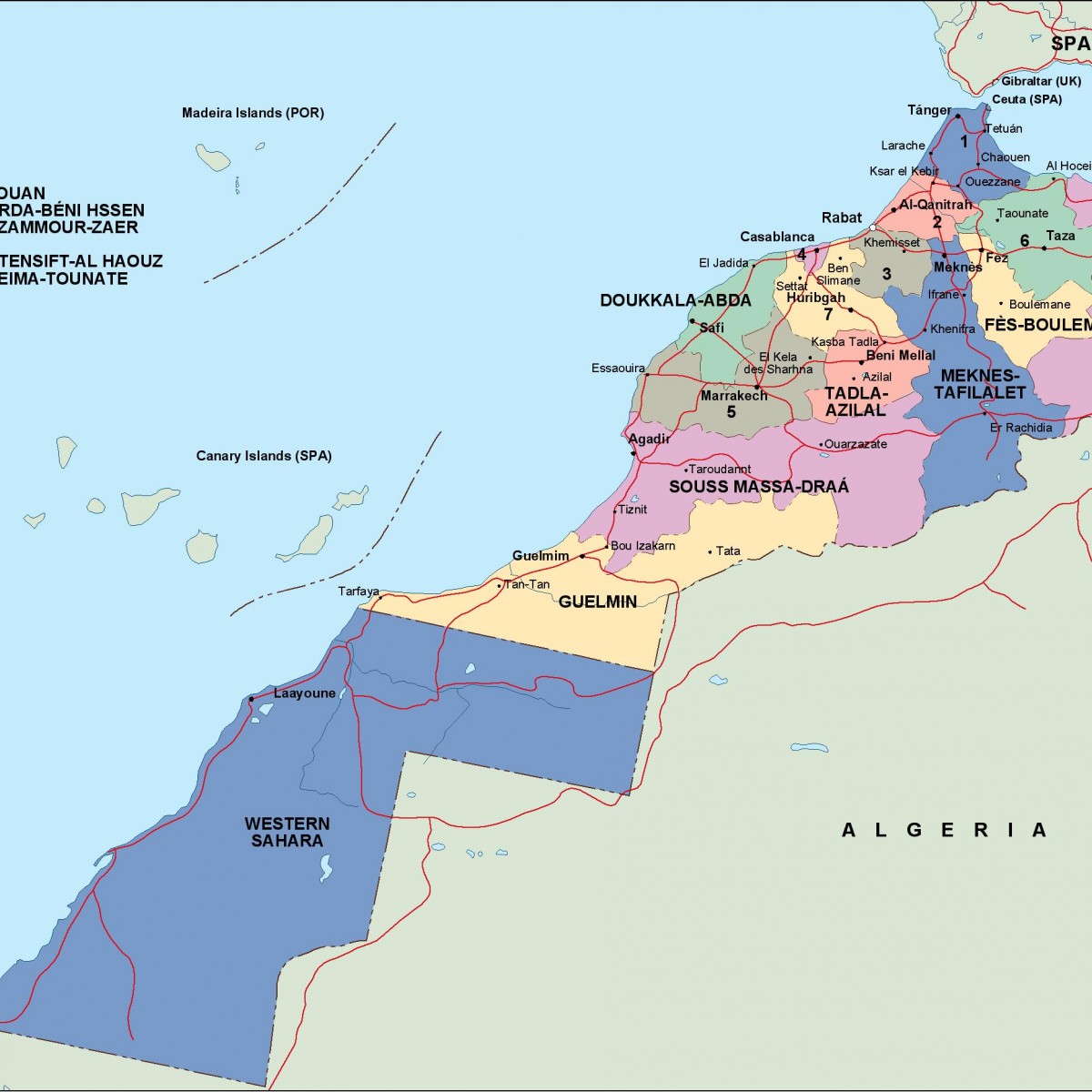 Morocco Vector EPS maps | Vector maps files Illustrator to download