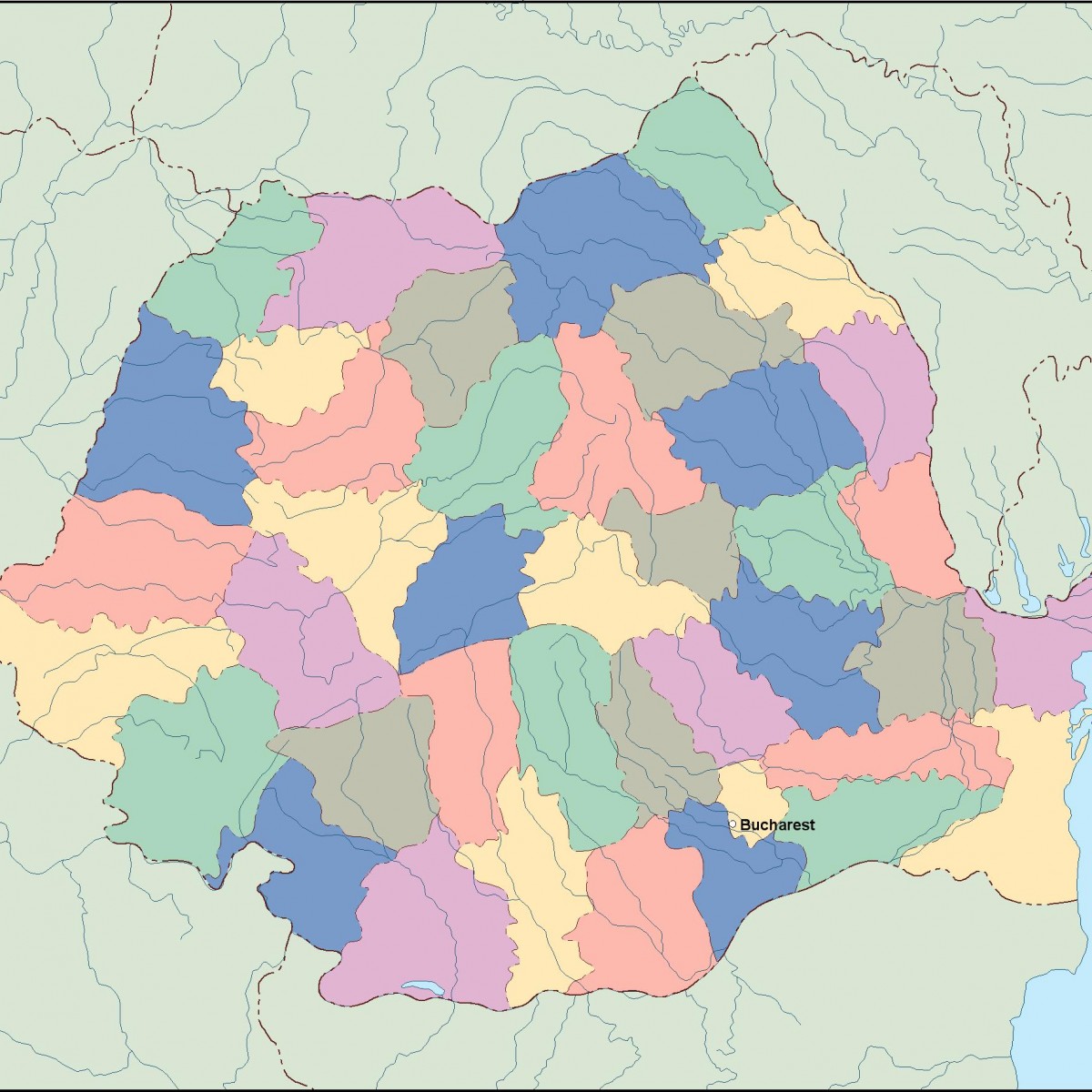 Romania Vector EPS maps | Vector maps files Illustrator to download