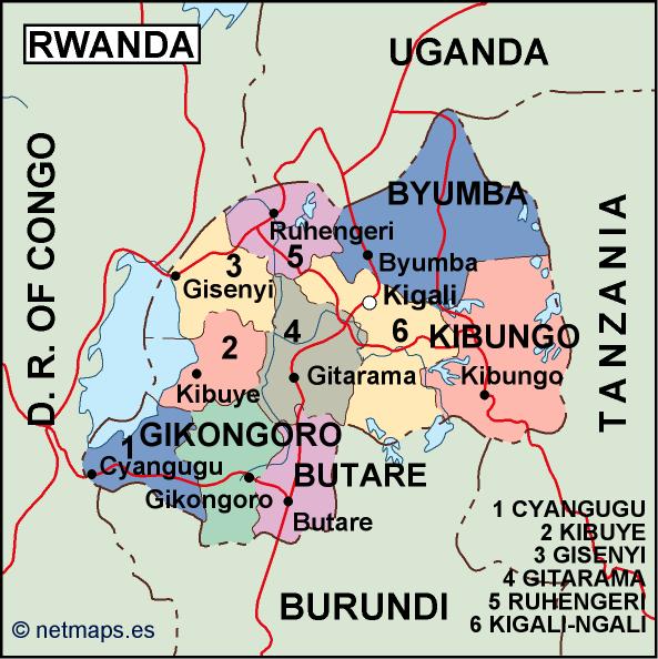 rwanda political map. Vector Eps maps | Order and download rwanda ...