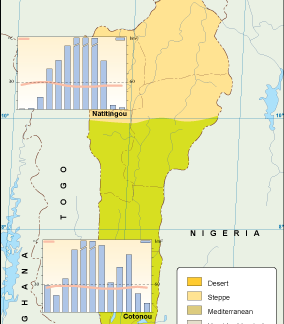 Benin climate map | Vector maps files Illustrator to download