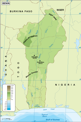 Benin physical map | Order and download Benin physical map