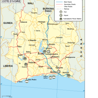 Ivory Coast Vector EPS maps | Vector maps files Illustrator to download
