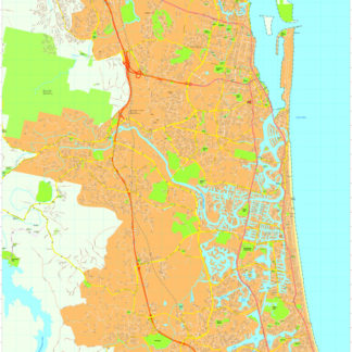 Gold coast Vector Maps | Vector maps files Illustrator to download