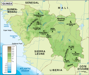 Guinea physical map | Order and download Guinea physical map