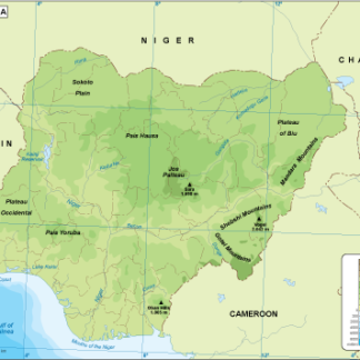 Nigeria physical map | Vector maps files Illustrator to download