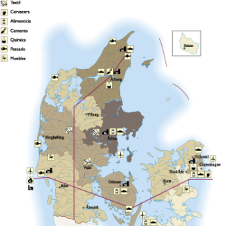 Denmark Economic map | Vector maps files Illustrator to download