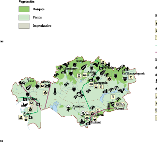 Kazajstan Economic map | Vector maps files Illustrator to download